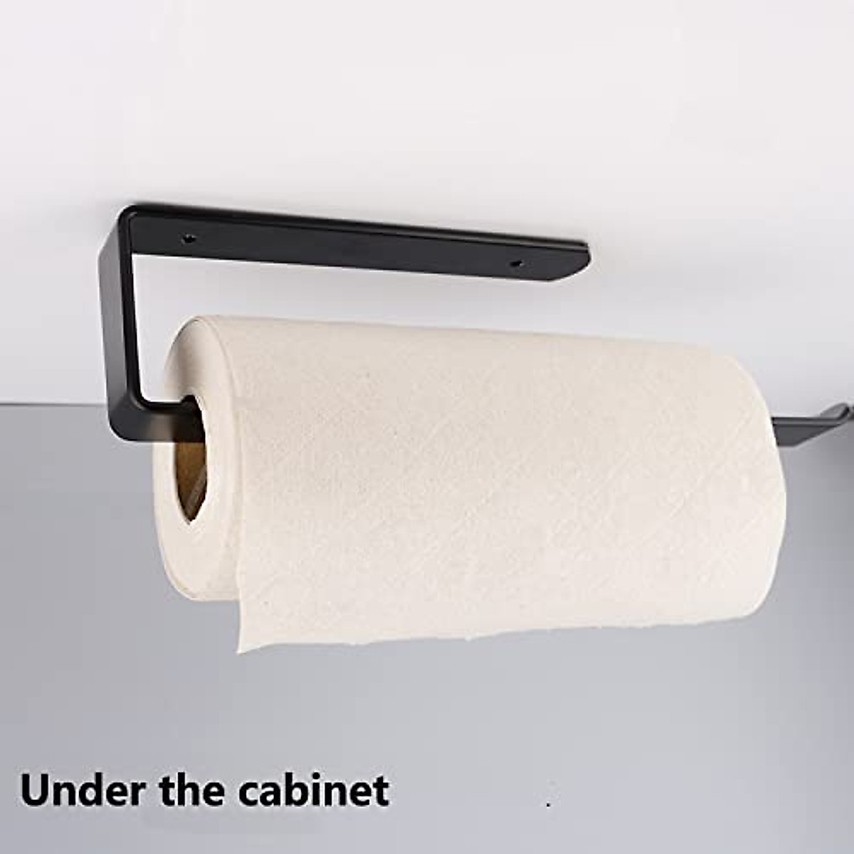 Hand Towel Holder Wall Mount or Adhesive No Drilling, 12.4 Inch Towel Bar Rack for Bathroom Countertop Sink Kitchen Paper Towel Holder Black