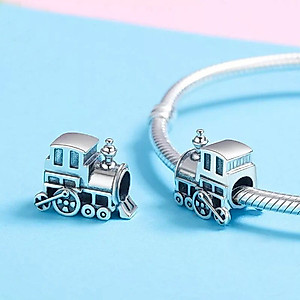 ABAOLA Train Charm 925 Sterling Silver Travel Charm Thread Beads fit for Women Charms Bracelets (train charm)