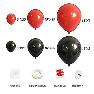 Red Black Balloon Arch Garland Kit-120pcs Red Black Balloons Setup for Baby Shower, Bridal Shower, Birthday Party, Celebrations, Aniversary