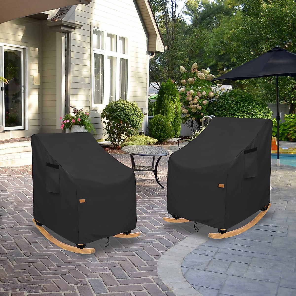 UNARK Outdoor Rocking Chair Covers 2 Pack,Waterproof Heavy Duty Outdoor Chair Covers,Swivel Chair Cover,Outdoor Swivel Rocker Chair Covers ,Outdoor Rocker Covers Waterproof (28W x 33D x 39H Inch)Black