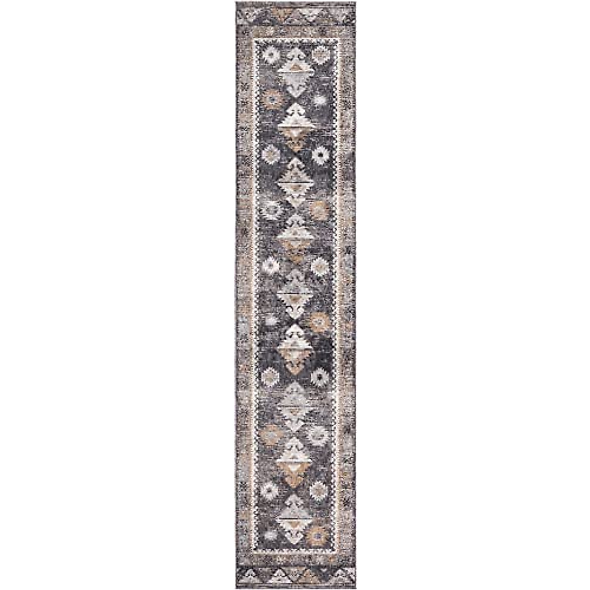 Unique Loom Eco Southwestern Collection Area Rug - Springdale (Runner 2' 7" x 12' 0", Charcoal Gray/Ivory)
