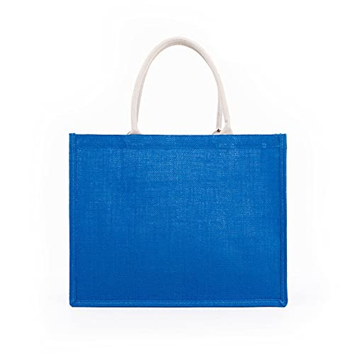 TCOOME Green Blue Burlap Tote Bag With Sturdy Handle, Reuseable Burlap Jute Bags for Wedding Favors, Daily use，Shopping Bag (BLUE, XL)