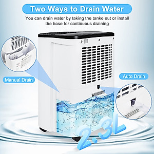 Keylitos 12L Day Dehumidifiers for Home and Basements,Quiet Dehumidifier with Drain Hose, with Digital Humidity Display, Auto or Manual Drainage for Large Room, Garage, Bedroom, Bathroom
