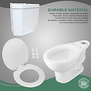 Renovators Supply Troyt Compact Corner Bathroom Toilet, 2-Piece Round - 0.8/1.6 GPF High Low Top Tank Button Flush WaterSense - ADA Heavy Duty Porcelain