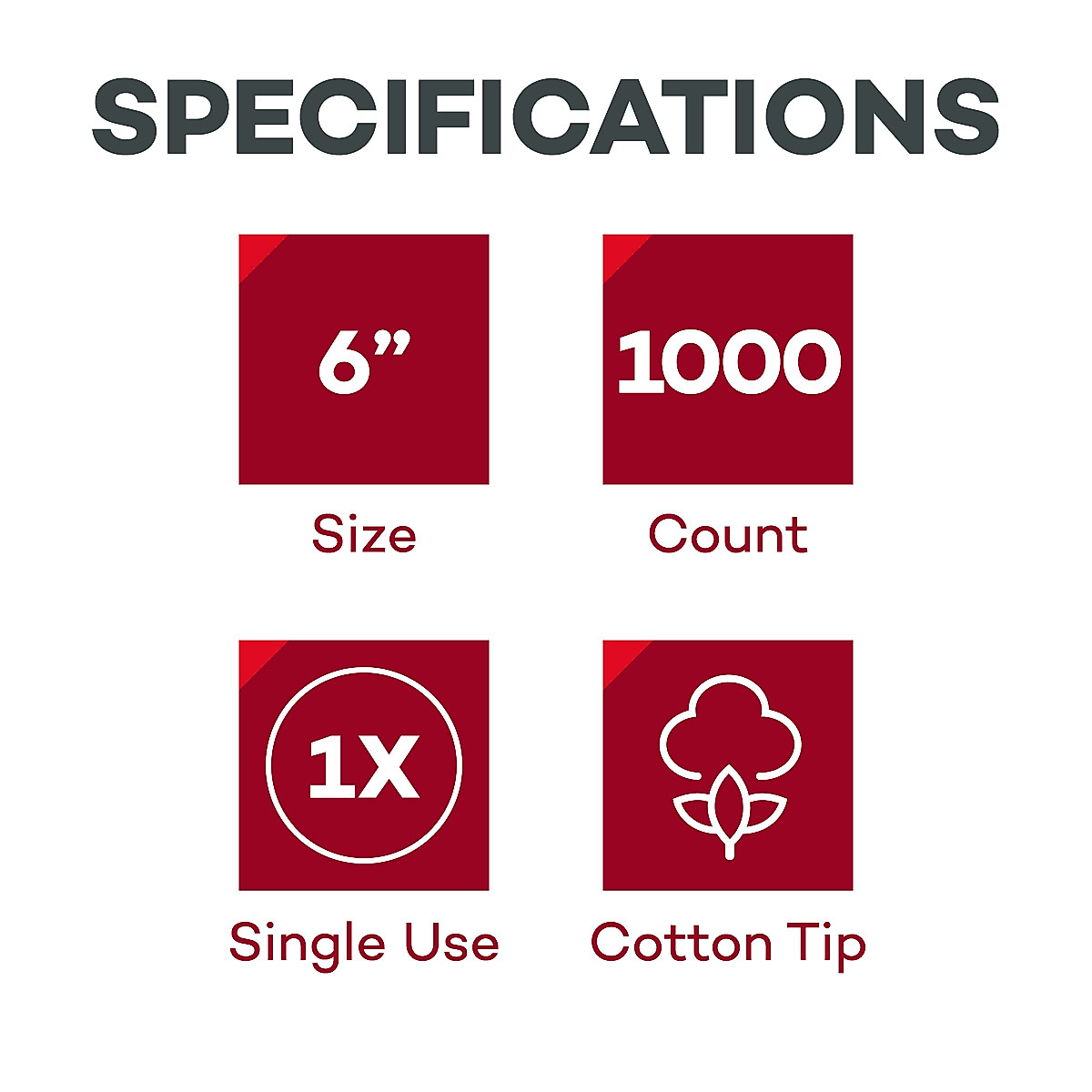 Dealmed 6" Cotton-Tipped Wood Applicators – 1,000 Non-Sterile Cotton-Tipped Applicators, 100 Applicators Per Pouch, Ideal for Application of Medication, Cleaning Skin, Arts and Crafts and More