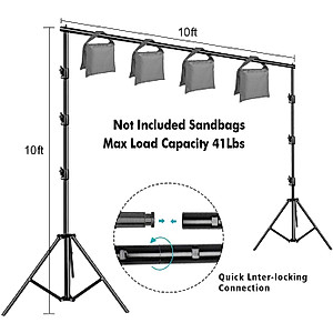 SLOW DOLPHIN Photo Video Studio 10 x12ft 100% Cotton White Muslin Backdrop with 10 x 10ft Stand Photography Background Support System Kit Clamp, Clips,Carry Bag