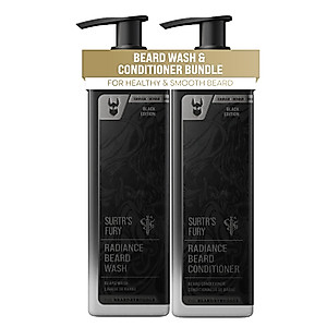 The Beard Struggle - Radiance Beard Wash & Conditioner Bundle for Men - Silver Collection - Pack of 2, Surtr's Fury - Nourish, Cleanse, Softens, & Strengthens Beard