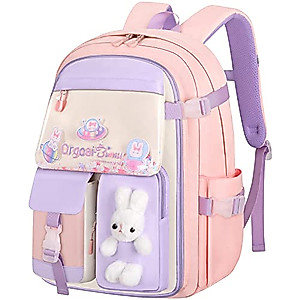 cotmcor Kids Backpacks for Girls, Kawaii Backpack, Cute Bunny School Bag for Kindergarten and Elementary, Medium
