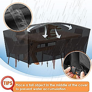 GEMITTO Patio Furniture Covers, 126"L x 63"W x 29"H Extra Large Waterproof Outdoor Table Cover, 420D Rectangular Patio Furniture Set Sofa Covers, Resistant for Rain Snow Dust Anti-UV Windproof