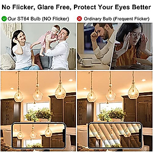 DiCUNO ST64 Edison Bulb Dimmable, Vintage LED Filament Light Bulbs, Warm White 2700K, 10W (100 Watt Equivalent), 1100 Lumens, 120V, E26 Standard Medium Base Clear Glass Retro Lighting, 6 Packs