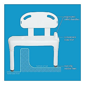 Carex Universal Tub Transfer Bench, Shower Bench and Bath Seat, Shower Chair Converts to Right or Left Hand Entry, Bathtub Transfer Bench, Bathroom Bench