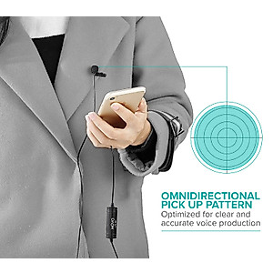 Movo LV1-DI High Fidelity Digital Lavalier Omnidirectional Clip on Microphone for iPhone with MFi Certified Lightning Connector Compatible with iPhone, iPad, iPod, iOS Smartphones and Tablets