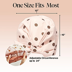 Kitsch Luxury Shower Caps for Women Reusable Waterproof - Large Shower Cap for Women and Men, Non-slip, Quick-dry Hair Cap for Long & Short Hair, Comfortable and Stylish Design - Blush Dot)