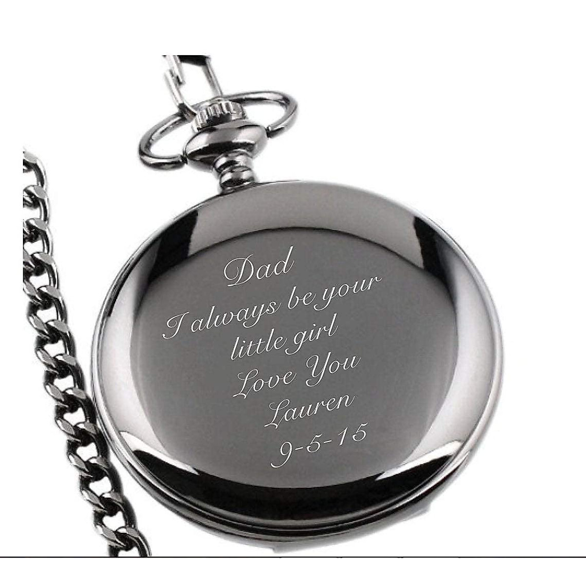 Personalized Gunmetal Pocket Watch with Gold Dial Custom Engraved Free with Gift Box - Ships from USA