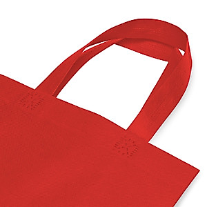 Red Gift Bags - 12 Pack Large Reusable Fabric Gift Wrap Totes with Handles for Party Favor & Goodie Bags, Birthday & Holiday Gifts, Bags for Small Business & Retail Merchandise, in Bulk - 10x5x13