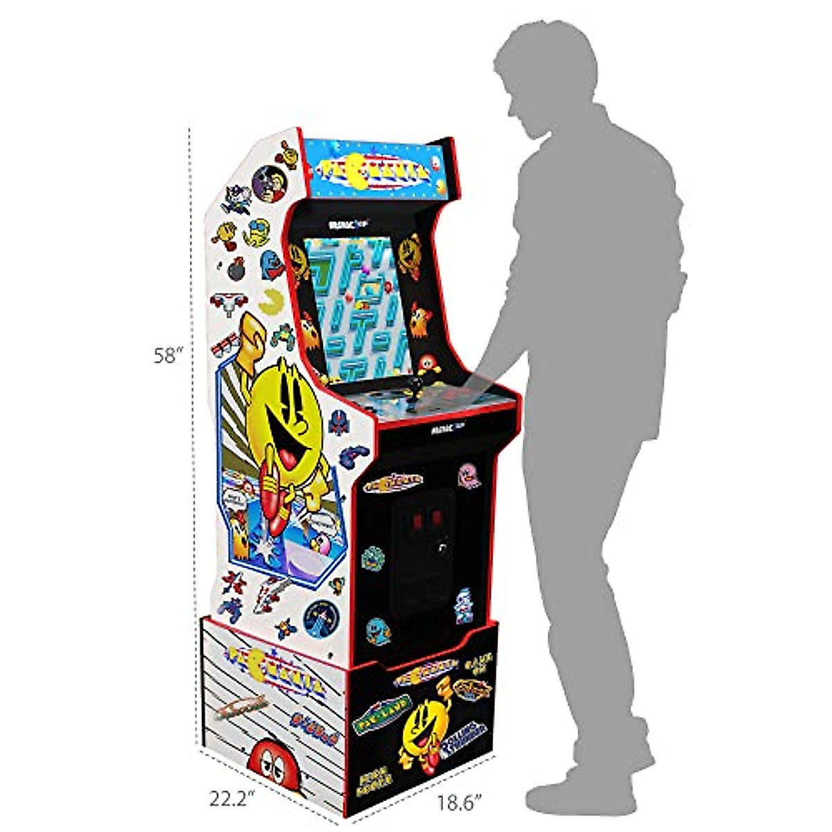Arcade1Up PAC-Man Customizable Arcade Game Featuring PAC-Mania - Includes 14 Games & 100 Bonus Stickers