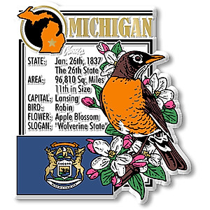 Michigan Six-Piece State Magnet Set by Classic Magnets, Includes 6 Unique Designs, Collectible Souvenirs Made in The USA