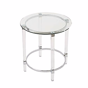 Christopher Knight Home Orianna Acrylic and Tempered Glass Circular Side Table, Clear, 24 in x 24 in x 24 in