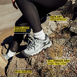 KEEN Women's-Targhee 3 Low Height Waterproof Hiking Shoes, Magnet/Atlantic Blue, 8.5