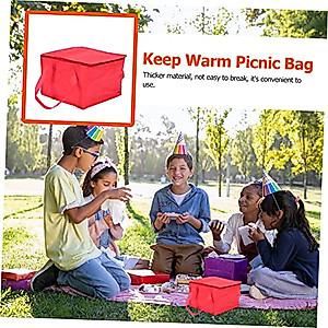 ULTECHNOVO Insulated Picnic Bag Large Totes Small Cooler Bottle Warmer Portable Beverages Carrier Grocery Bags Reusable Shopping Bags Freezer Bags Keep Warm Picnic Bag Takeout Lunch Pouch Red