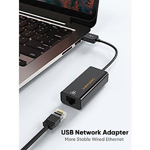 CableCreation USB to Network Adapter, USB 2.0 to 10/100 RJ45 Ethernet LAN Cable Compatible with Windows 10/8.8/8/ 7, macOS X, Black