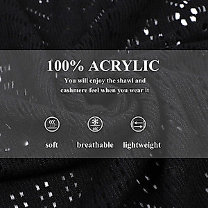 Knit Shawl Wrap for Women - Soul Young Ladies Fringe Knitted Poncho Blanket Cardigan Cape(One Size,Black)