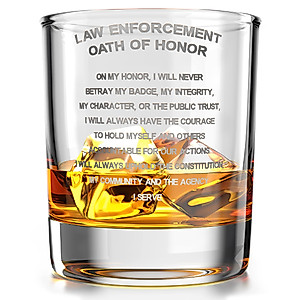 Police Officer Oath of Honor - Old Fashioned Whiskey Rocks Bourbon Glass - 10 oz capacity