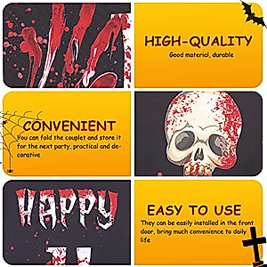 PRETYZOOM 8 Sets Decoration Treat Unique Use Trick Ornament Themed Signs Banners Couplet Style Banner for - Party Hanging Haunted Front Halloween Decor Creative Delicate Pendant Spider Door
