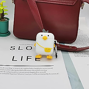 Dehoko Compatible with AirPods Case 1st 2nd Generation Duck, Kids Girls Boys Women Silicone Protective 3D Cartoon Kawaii Funny Cute Animal Design White Bag Duck Case Cover for AirPods 1&2 Gen (Duck)
