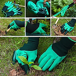 Gardening Gloves, 2 pairs green Garden Gloves with a Garden Shovel and a Cultivator, Garden Gloves with Claws for digging Planting Weeding Seeding , Excellent Plant Gifts