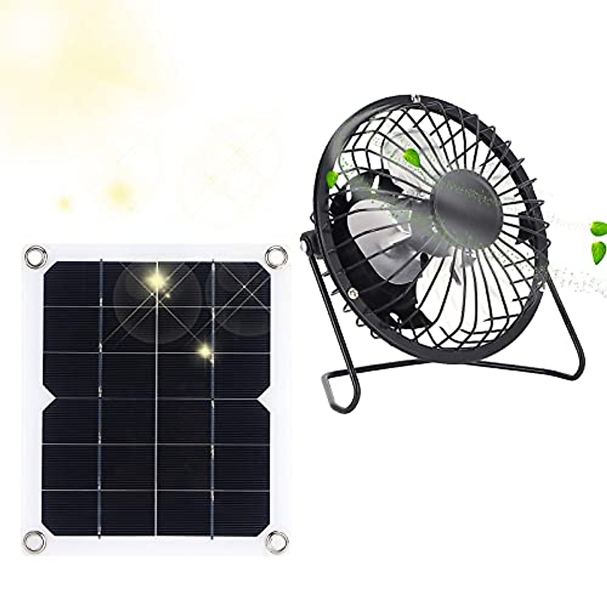 Oreilet 10W Solar Panel Powered Fan, RVs Outdoor Breeding Solar Powered Fan Ventilator, Waterproof Solar Energy Cooling Fan with 4 x Suction Cup, Photovoltaic Solar Panel for Chicken Pet House