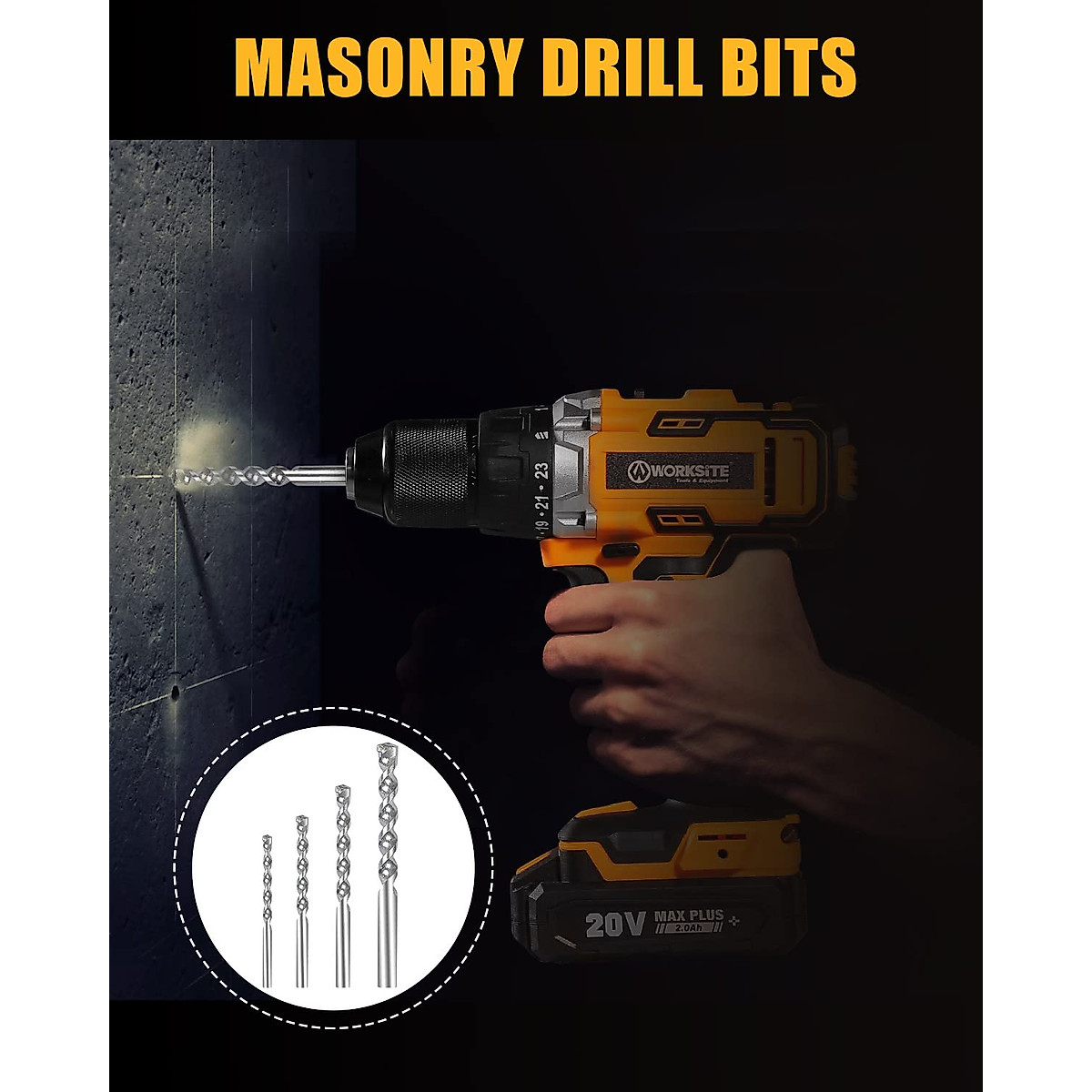 WORKSITE 102PCS Drill Bits Set and Screwdriver Bits for Metal, Wood, Masonry, Drilling and Driving Accessories with Screws, Anchors and Roll Tool Pouch