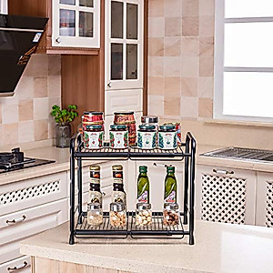 Rice rat Under Sink Organizers and Storage Extendable Under-Sink Organizer Shelf Rack 2 Tiers,black(17-inch to 25-inch)