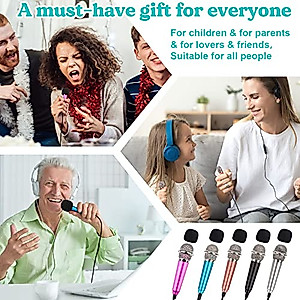 5-Piece Mini Microphone Tiny Microphone Mini Mic for Recording Voice and Singing on iPhone, Android Phones or Tablet, Metal, with 113 cm Cord, 3.5 mm Input (Rose red, Rose Gold, Silver, Blue, Black)