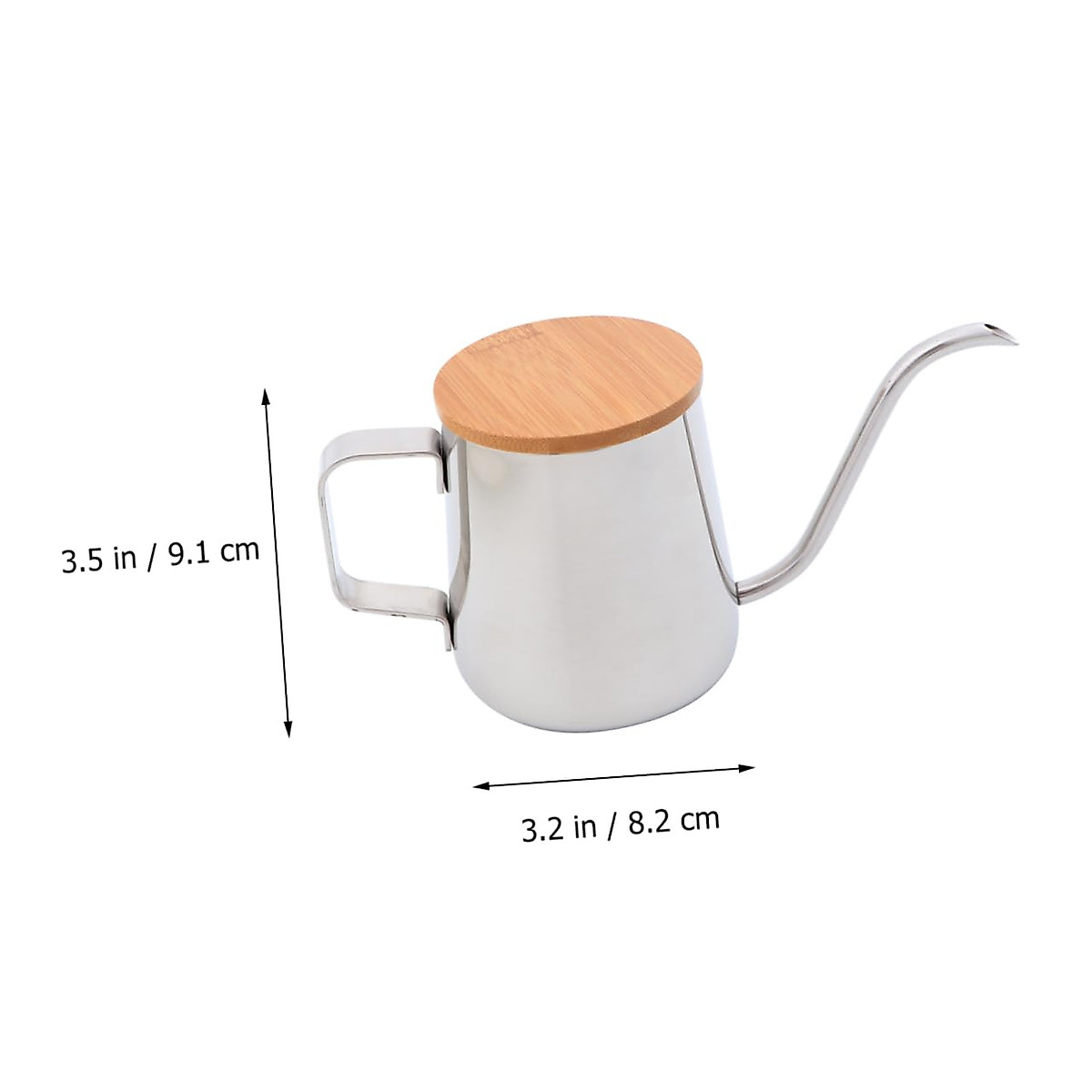 LABRIMP Goose Neck Teapot Kettle Espresso Long Neck Kettle Juice Jug Dispenser Small Coffee Pitcher Vacuum Coffee Pot Coffee Maker Hand Pour Pot Wooden Stainless Steel