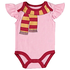 Harry Potter Baby Girls' Bodysuit, Knotted Cap & Socks Gift Set (Pink/Red/Yellow, 3-6 Months)