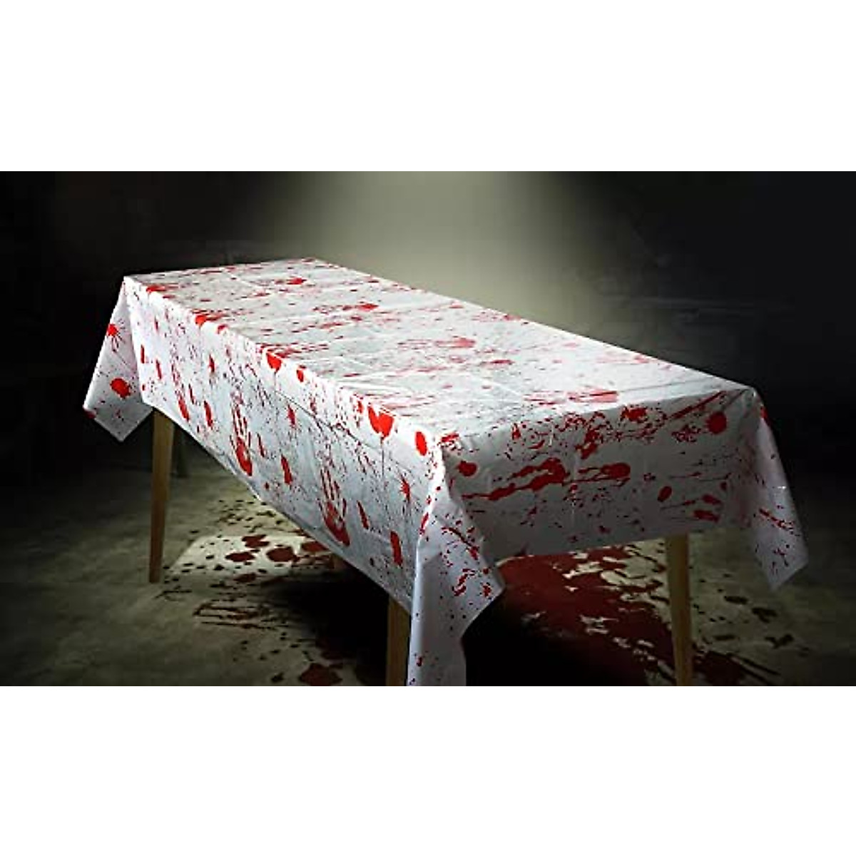 Grabo Bloody Zombie Rectangular Tablecloth, 108 x54in, Polyethylene, White, Halloween Party Supplies Decoration