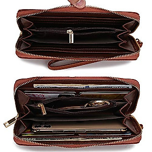 MKF Wallet Wristlet Handbag for Women – PU Leather Bag – Double Zipper Multi Compartment Designer clutch Purse