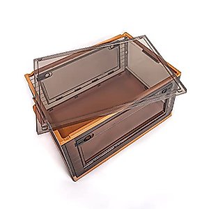 Best Home Fashion 2 packs X-LARGE Storage Bins Side Opening, Stackable Lid Collapsible, Foldable, Easy Tidy Up with Storage Box, Ideal for Home & Office Organization Storage Cube (X-Large, Orange)