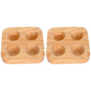 jojofuny 2 Pack 8 Grid Egg Tray, Wooden Egg Holder, 6 Holes Egg Plate Wood Egg Tray Organizer Rack Eggs Plates Egg Storage for Fresh Egg