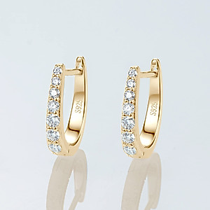 DYUNQ Moissanite Small Hoop Earrings for Women and men, 925 Sterling Silver with 18k White Gold Plating, Sparkling D Color VVS1 Clarity, Hypoallergenic Jewelry Box Packed (Yellow)