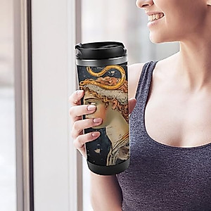 Ancient Greek Art Drcor Travel Coffee Mug Reusable Insulated Drinking Cup with Lid for Home Outdoor Works 13 Oz