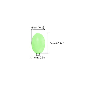 PATIKIL 6x4mm Luminous Fishing Beads, 200 Pieces Soft Plastic Glow Fishing Bait Eggs Rig Bead Tackle Tool Oval, Green