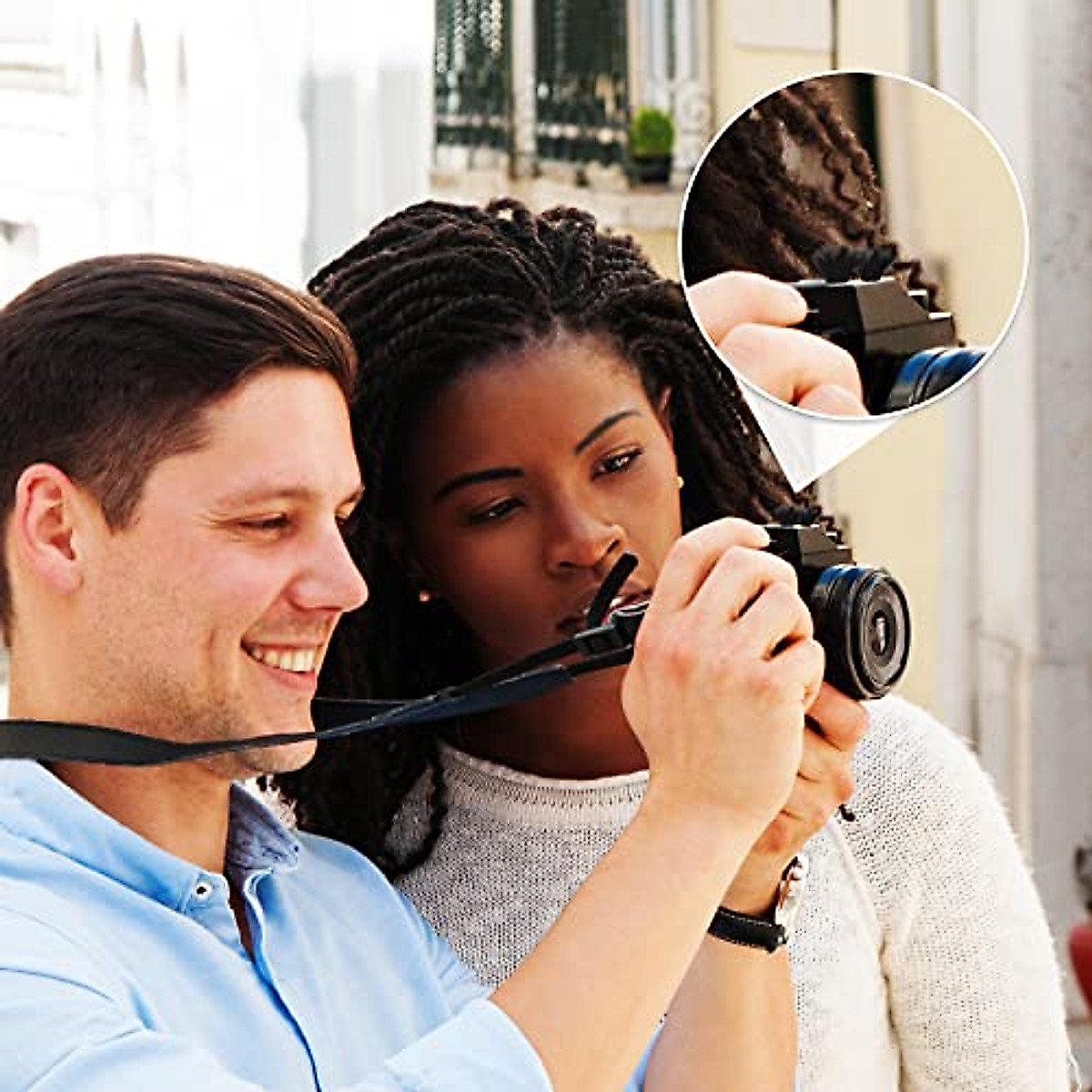 Nezyo 10 Pcs Camera Mic Windscreen Wind Muff Built in Microphone Camera Mic Muff Compatible with DSLRs Mic Outdoor Windshield and 20 Pcs Camera Wind Muff Sticker, Black, 0.24 x 0.24 Inch