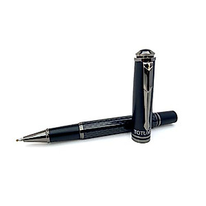 Carbon Fiber Roller Pen Matte Black - Black Ink, Smooth Writing, Executive for Business and Professionals, Cool Pen and Classy Gift for Men or Women. Gift Box Included: Shoptotum Shadow Moon