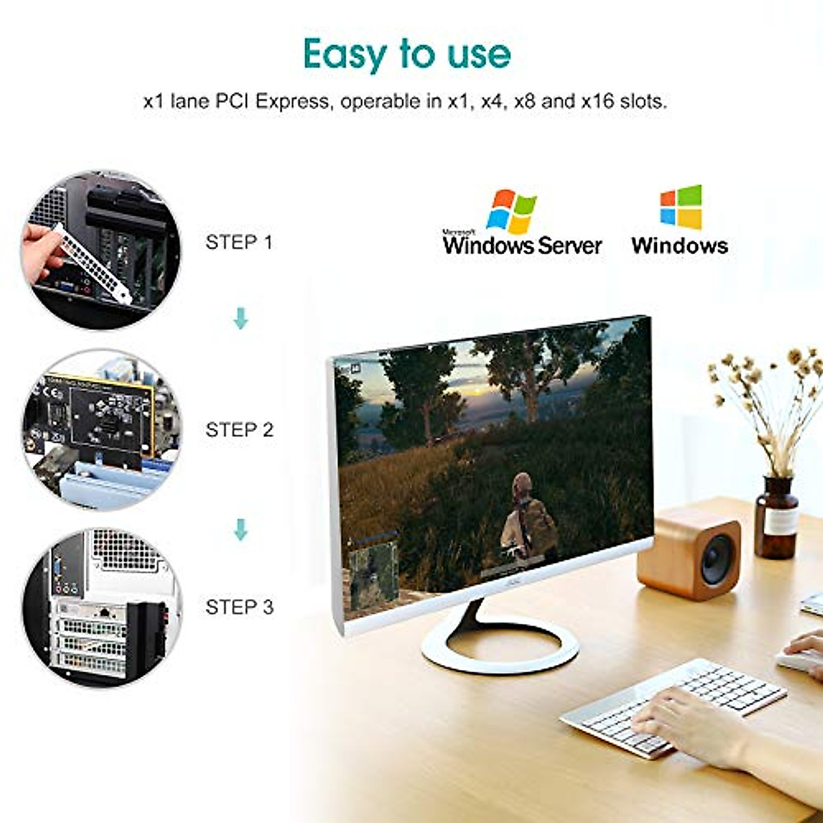 (Upgraded) 2.5GBase-T PCIe Network Adapter, 2500/1000/100Mbps PCI Express Gigabit Ethernet Card RJ45 LAN Controller Support Windows Server/Windows, Standard and Low-Profile Brackets Included