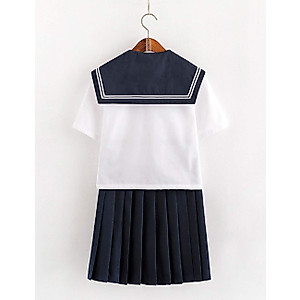 OrFilam school girl outfit kawaii Cute maid outfit Girl JK Uniform Suit, Sailor's Suit. Japanese Student Suit. (Short Sleeves, XS)