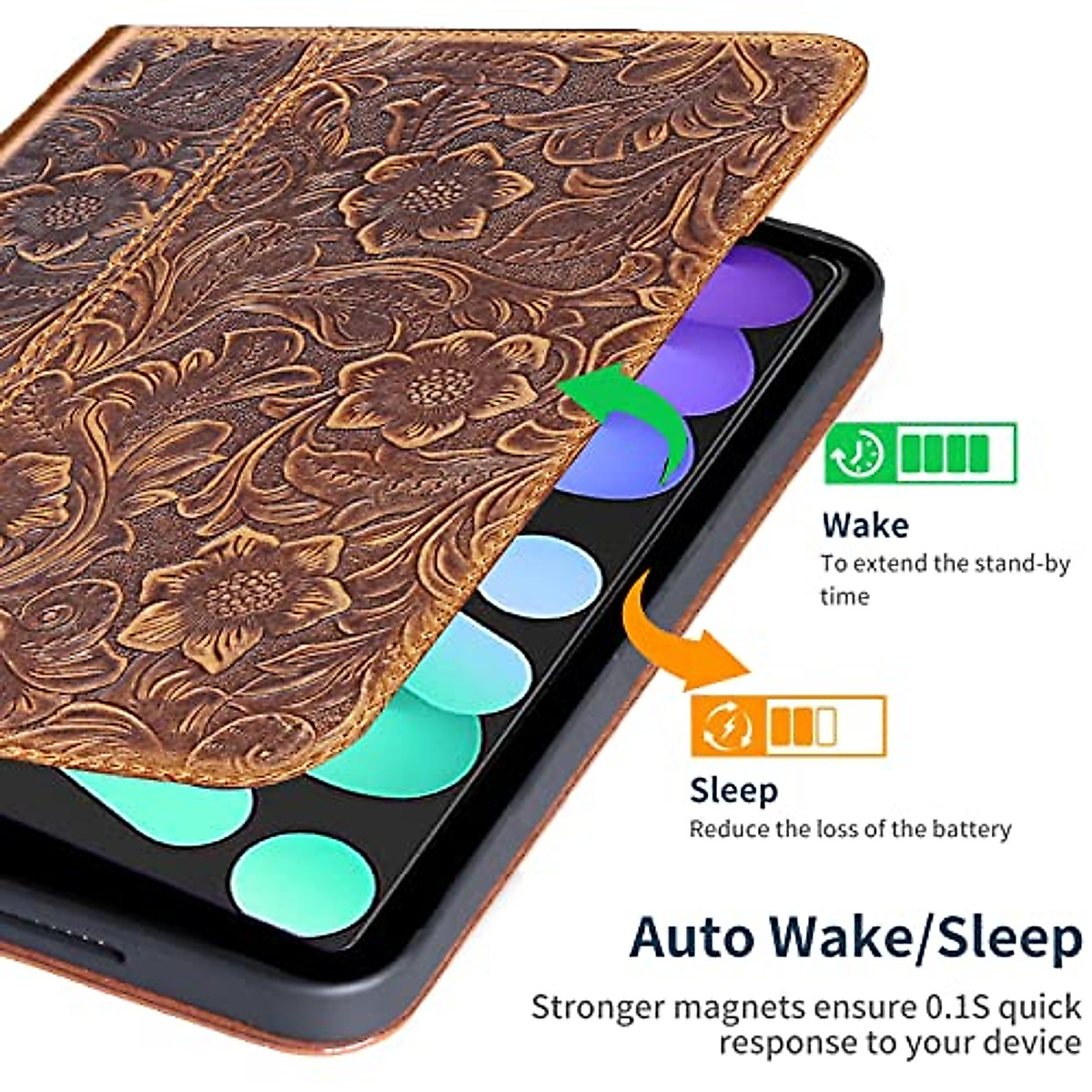 Gexmil for Ipad Mini 6 CASE 8.3 inch Case 2021,Genuine Leather Ipad Mini 6th Generation Cover,Made from Real Leather Cowhide(Brown)