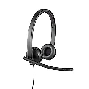 Logitech H570e Wired Headset, Stereo Headphones with Noise-Cancelling Microphone, USB, in-Line Controls with Mute Button, Indicator LED, PC/Mac/Laptop - Black