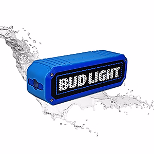 Bud Light Wireless Portable Bluetooth Speaker Water-Resistant, & Shockproof Led Flashlight Built-in Microphone & Rechargeable Battery Include USB Charging & 3.5 Aux Cable